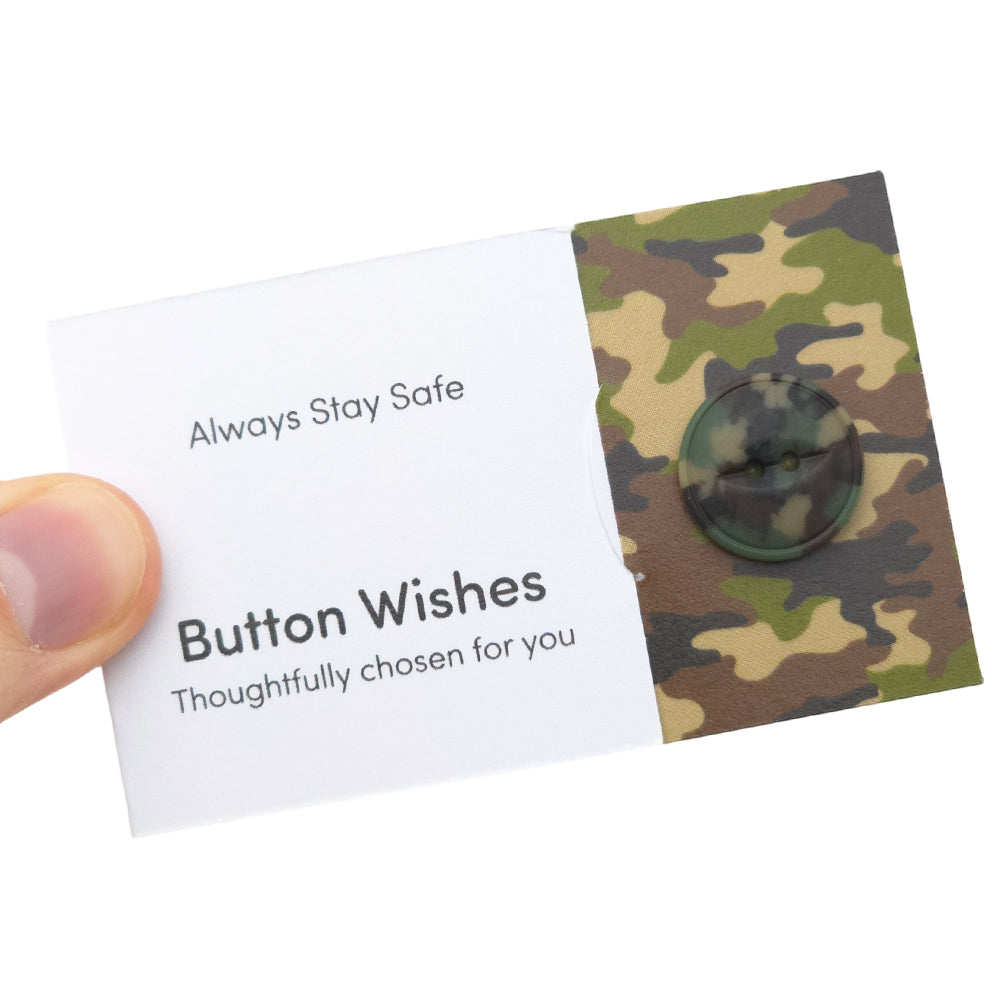 Always Stay Safe | Camouflage | Button Wishes Sew On Token | Mini Crac ...