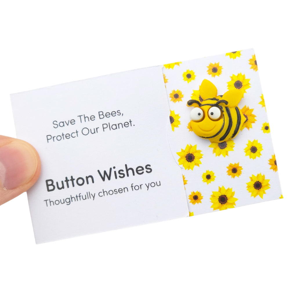 Save the Bees, Protect Our Planet | Button Wishes Sew On Token | Crack ...