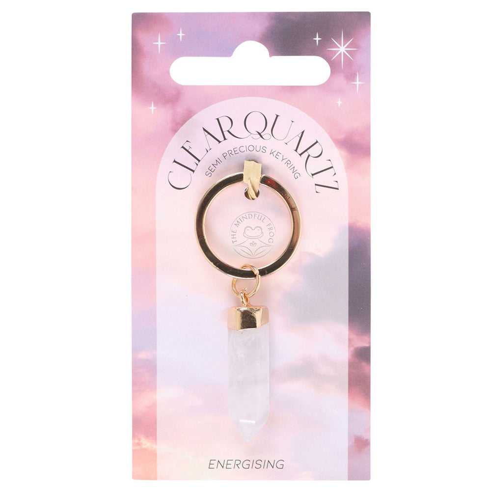 Energising | Clear Quartz Crystal Keyring | Wellbeing | Mini Gift | Cr ...