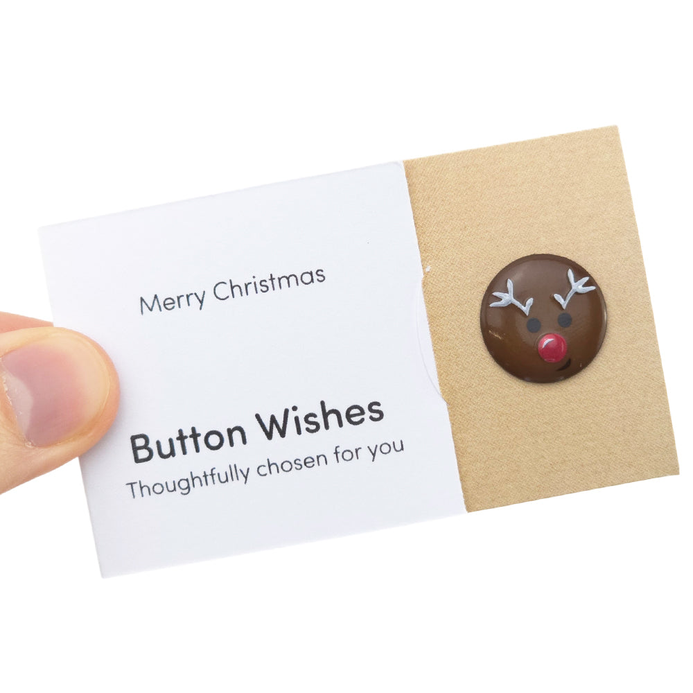 Merry Christmas | Rudolph | Button Wishes Sew On Token | Cracker Fille ...
