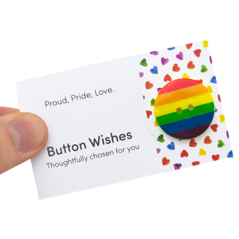 Proud, Pride, Love | Rainbow | Button Wishes Sew On Token | Cracker Fi ...