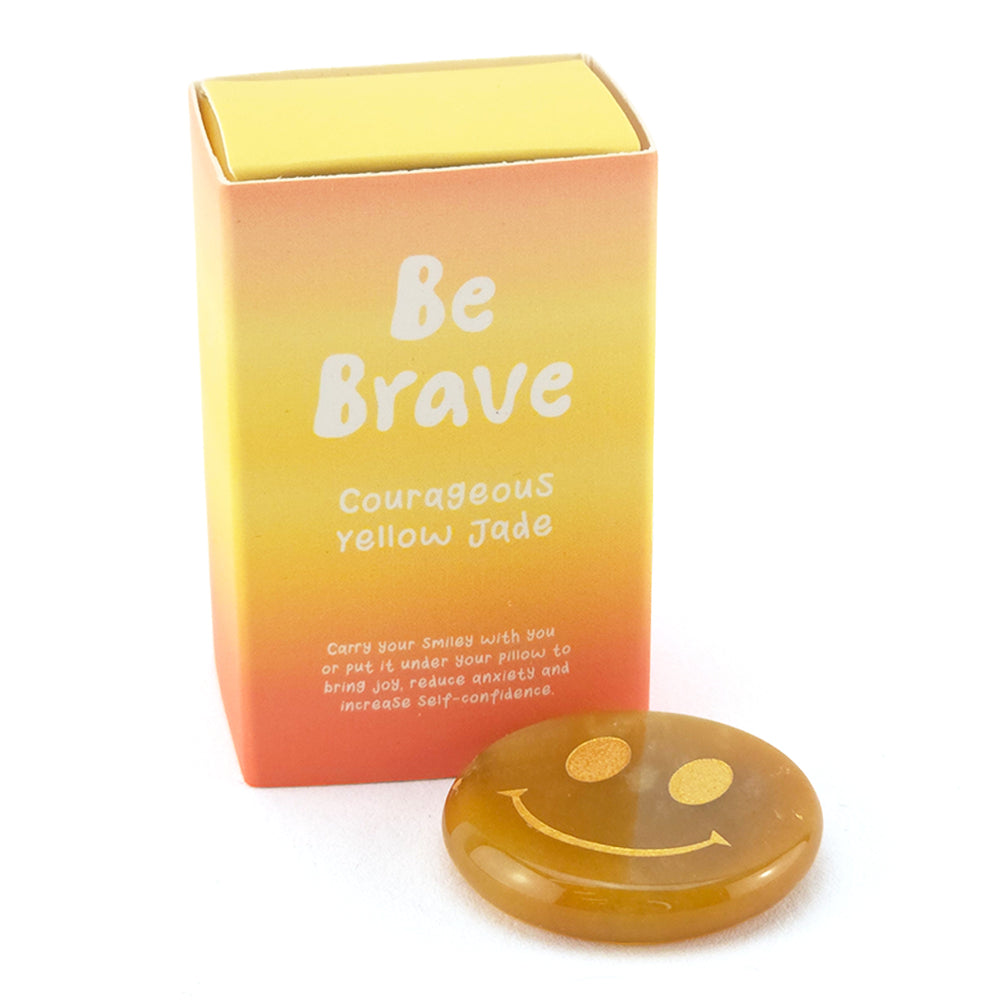 Be Brave | Yellow Jade Happy Face Crystal | Matchbox Gift | Cracker Fi ...