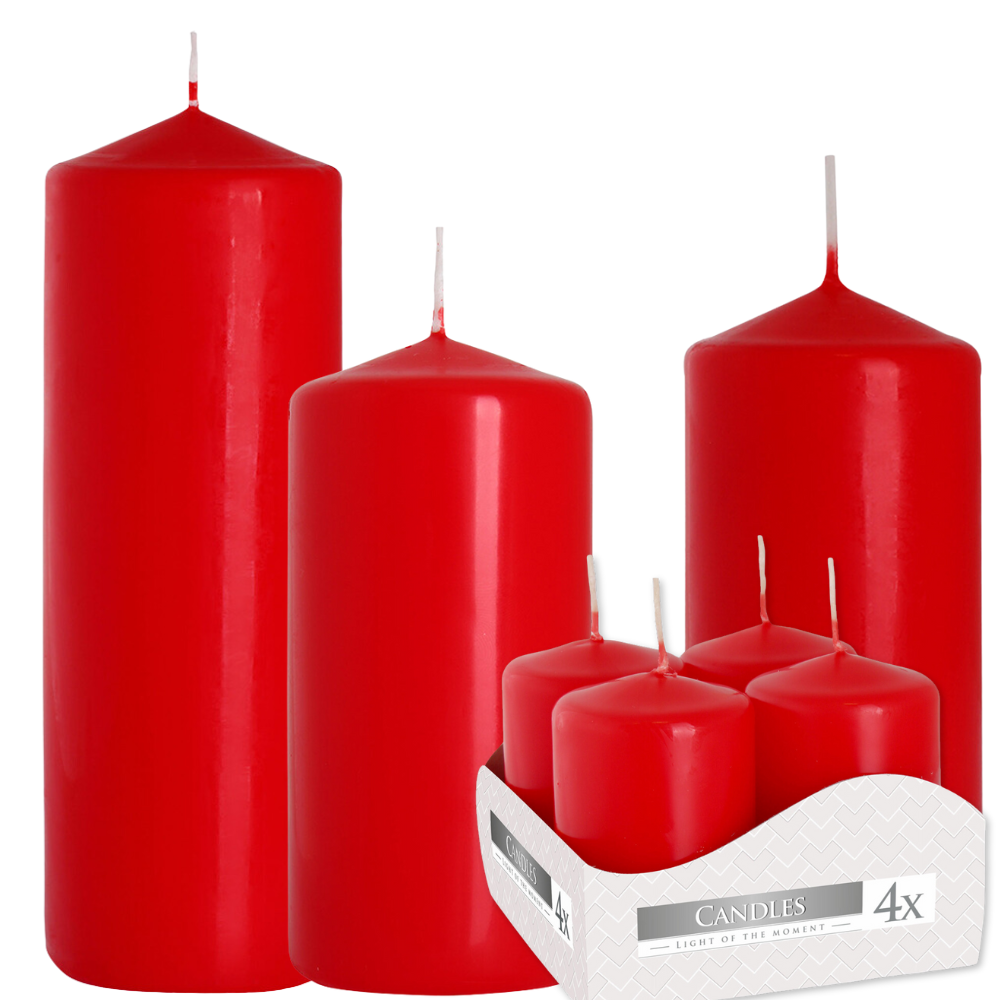 Red | Pillar Candles | Choose 60mm to 250mm Tall – The Cracker Company