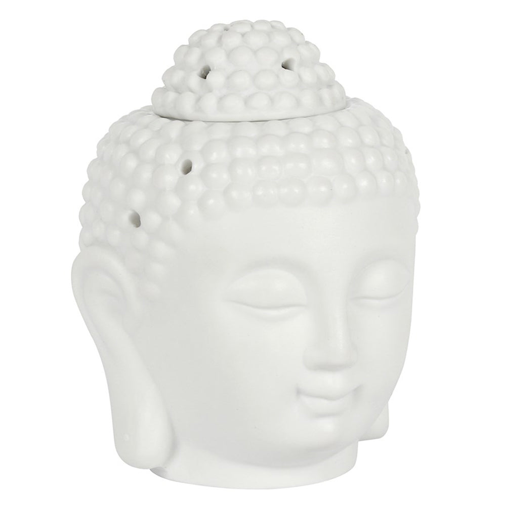 Buddha Head | Oil Burner | White Ceramic | 17cm Tall – The Cracker Company
