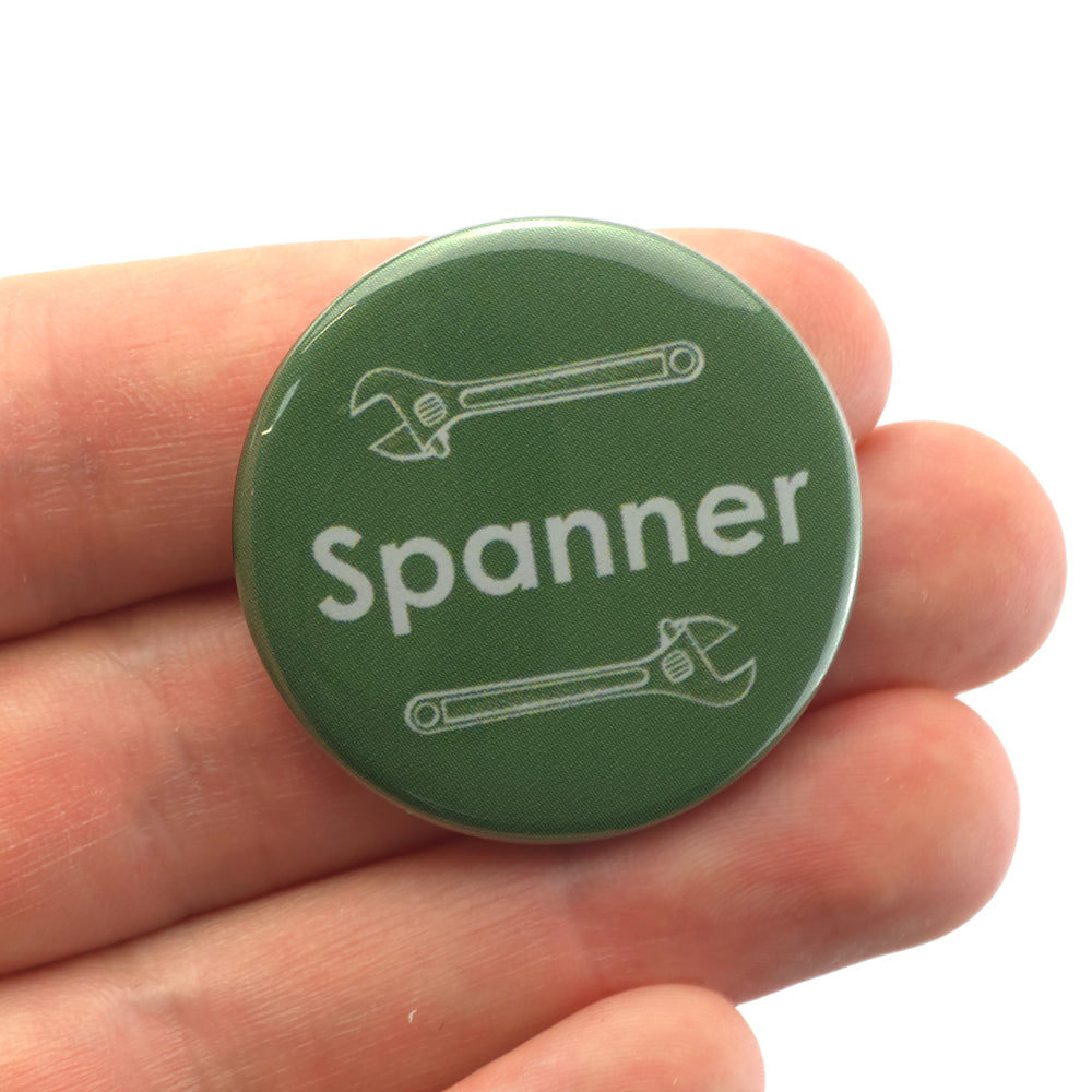 Spanner | 38mm Button Pin Badge | Little Gift | Cracker Filler – The ...