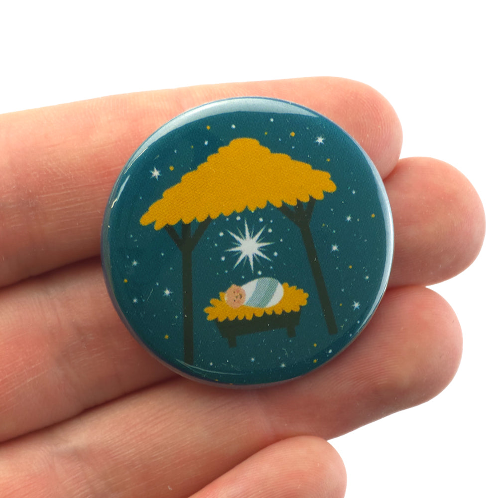 Jesus in the Manger Nativity | 38mm Button Pin Badge | Mini Gift | Cra ...
